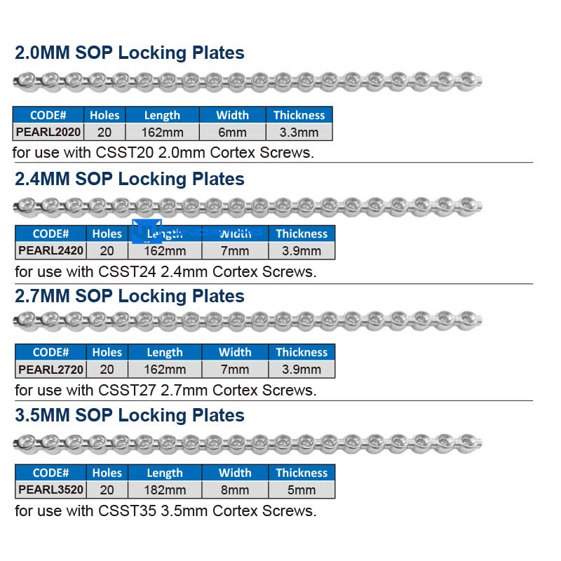 SOP PEARL SYSTEM Locking plate cortical screws 2.0/2.4/2.7/3.5 vet vet ...